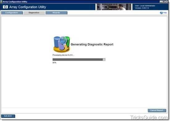 How to Generate an Array Diagnostics Report for an HPE device using ACU